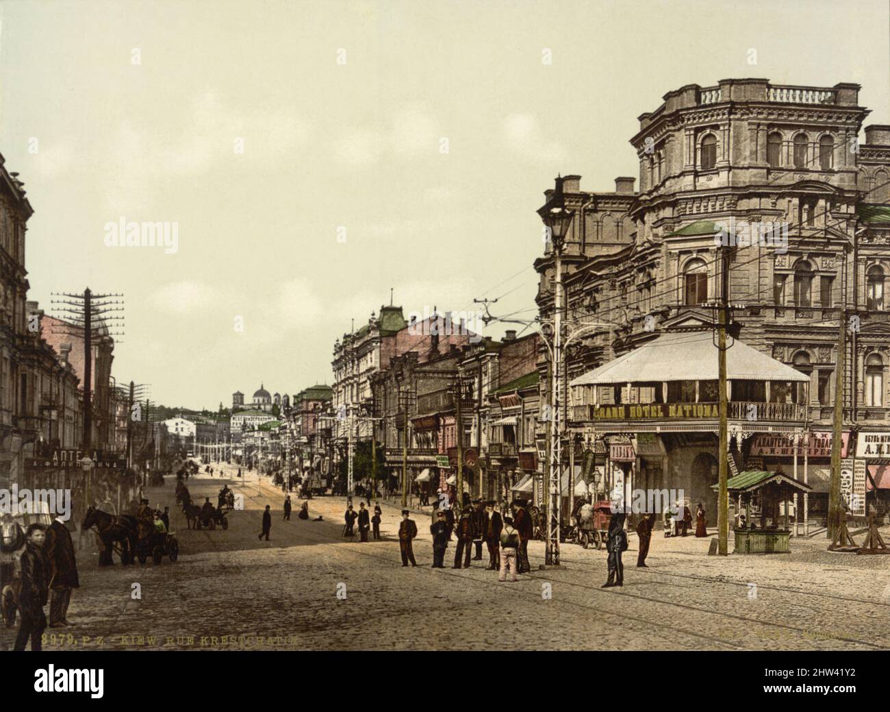 Vintage photochrom print ca. 1890-1900 of Khreshchatyk Street ...