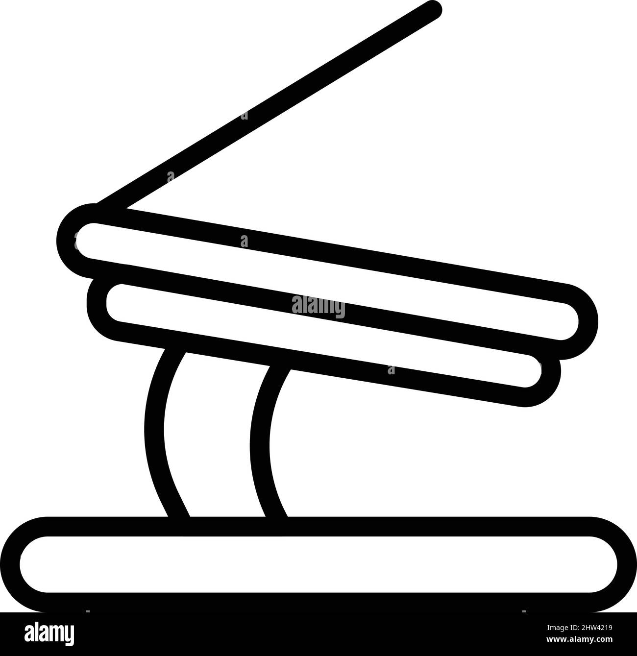 Company laptop stand icon outline vector. Computer work. Meeting review ...