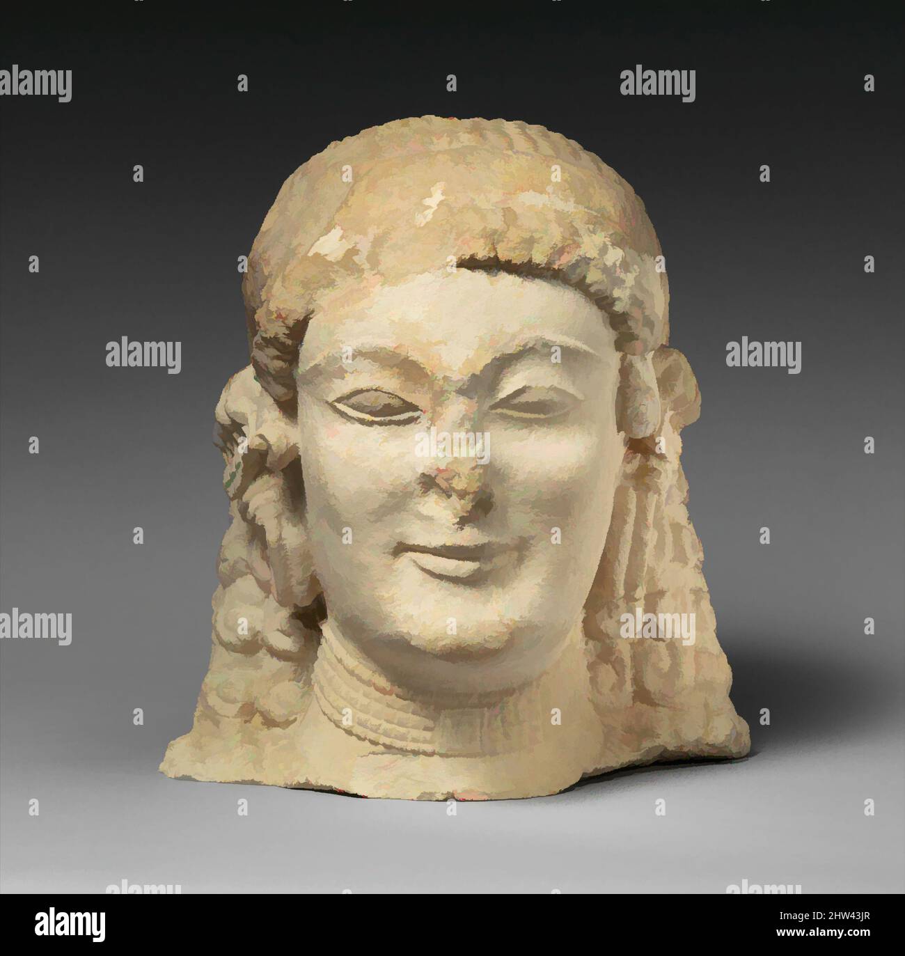 Art inspired by Limestone female head, Archaic, late 6th–early 5th ...