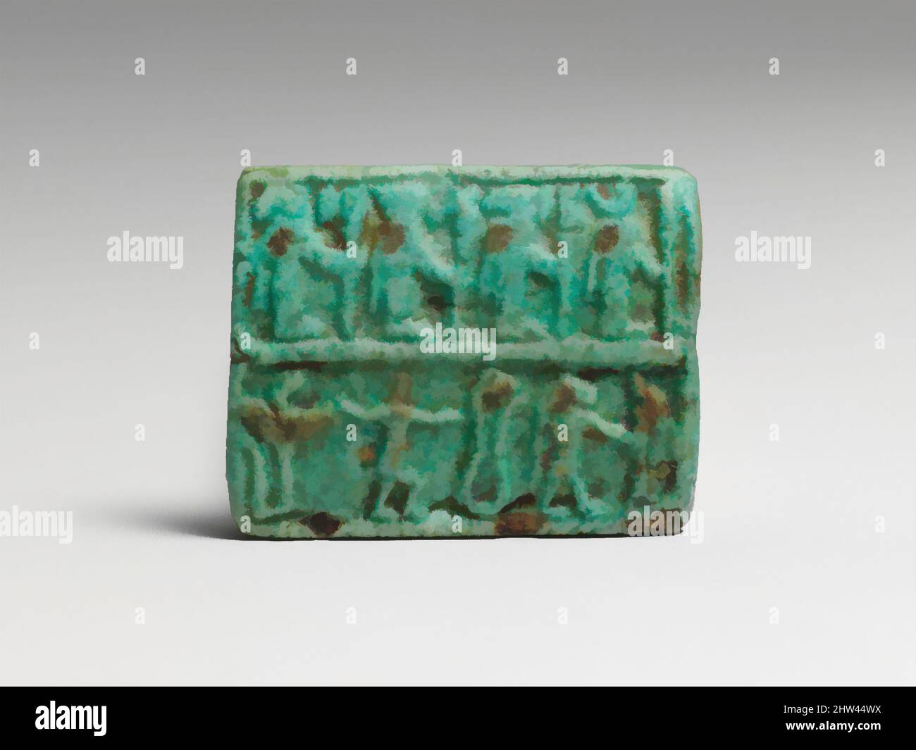 Art inspired by Faience amulet plaque with a group of deities ...