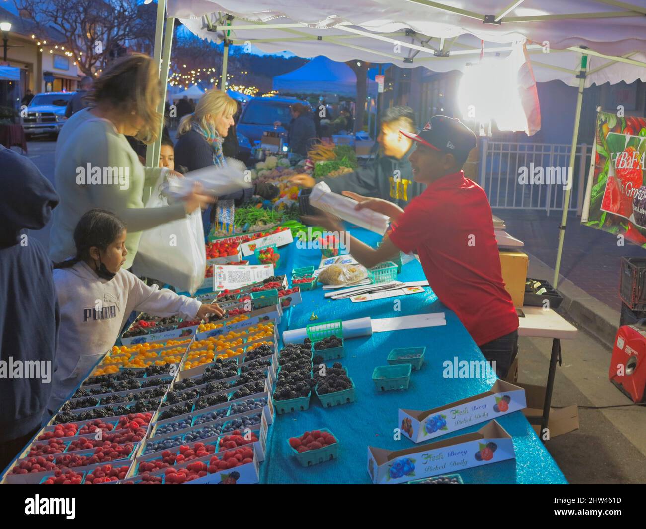 Vegetable and fruit stall holder sells to locals and tourists at the ...