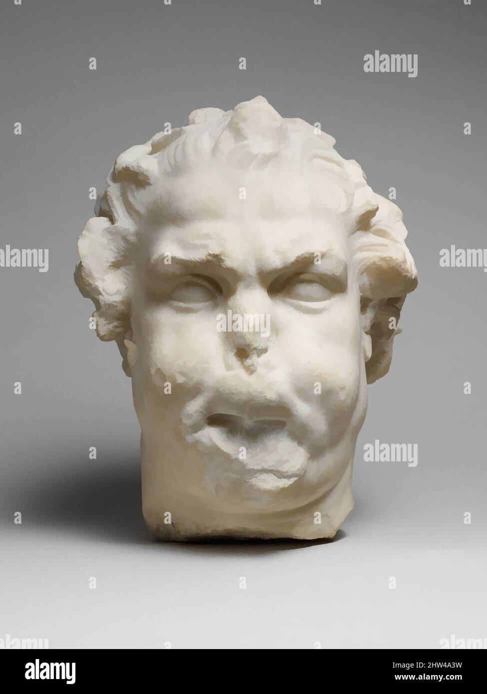 Art inspired by Marble head of a satyr playing the double flute ...