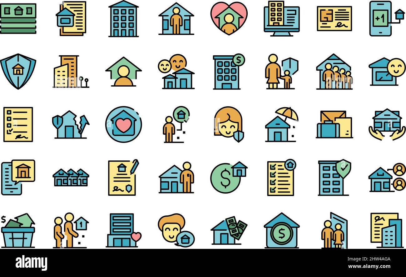 Social housing icon outline vector. Home work. Safe house Stock Vector ...