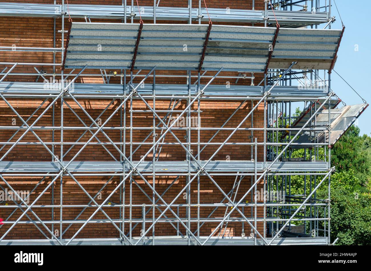 buildings: scaffolding under construction every detail is checked, for ...