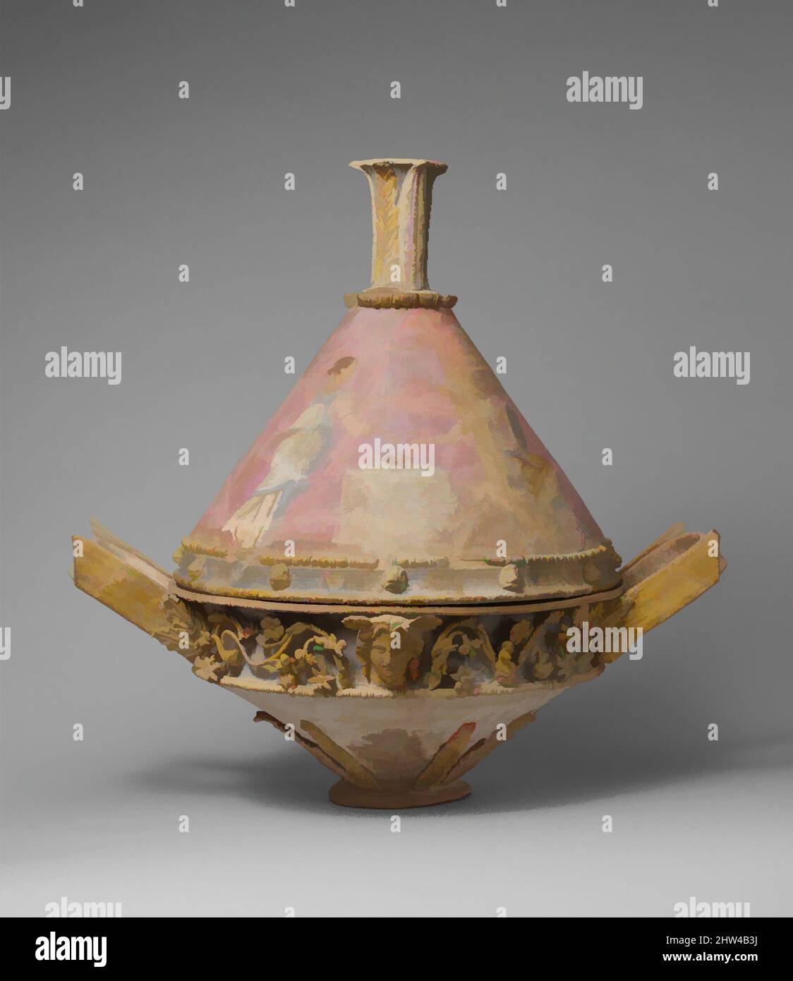 Art inspired by Terracotta lekanis (dish) with lid and finial ...
