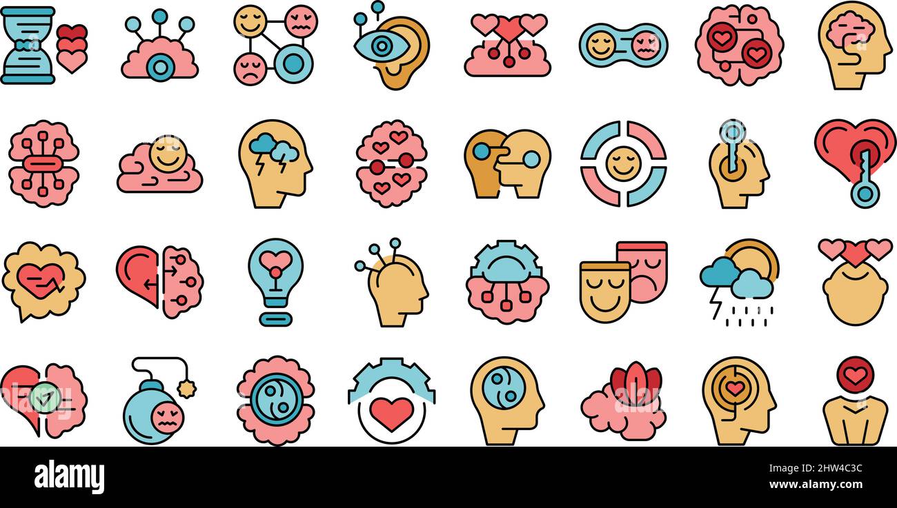 Emotional intelligence icons set outline vector. Control feeling. Work ...