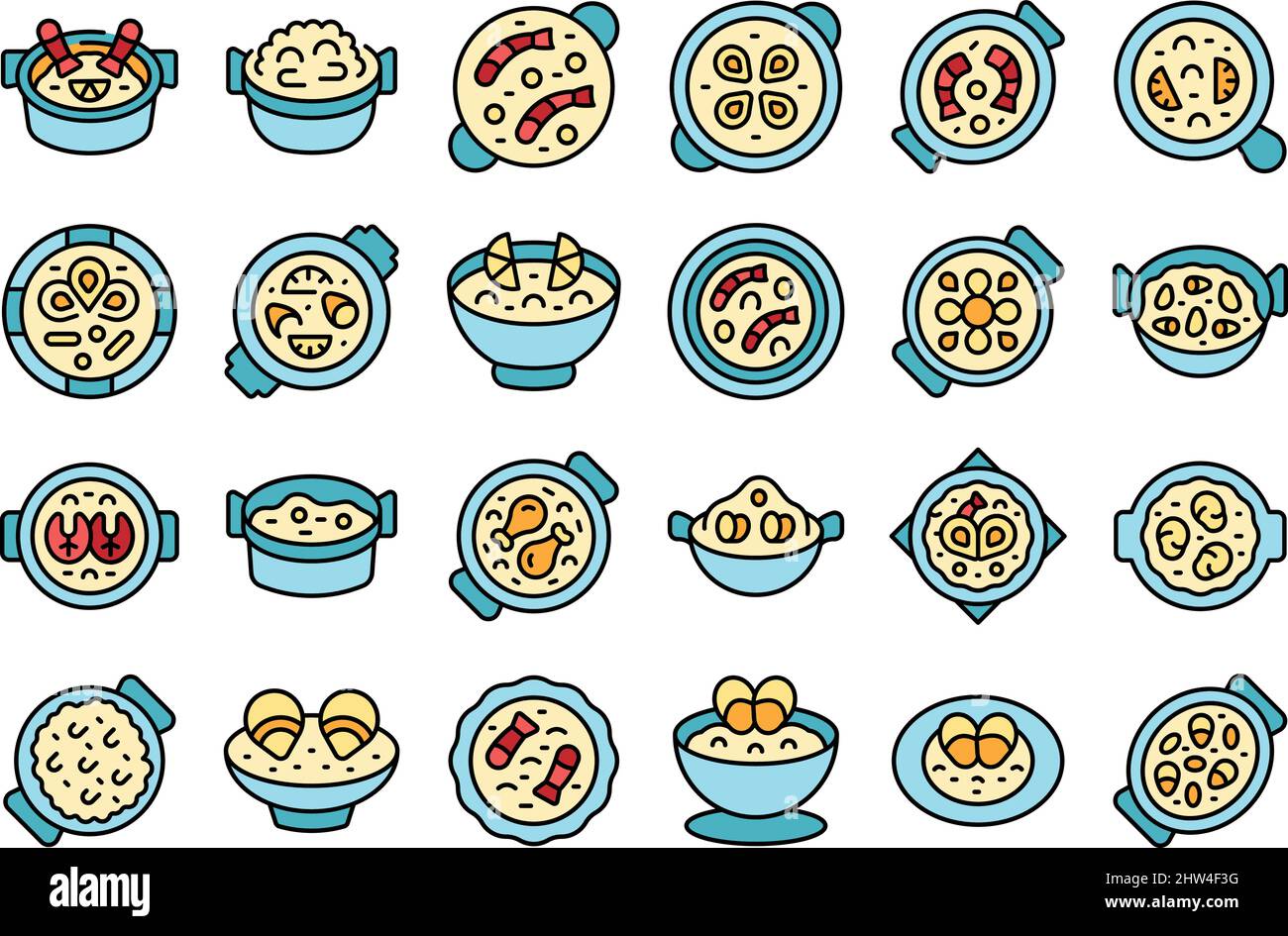 Paella icons set outline vector. Dish cook. Cuisine eat Stock Vector ...