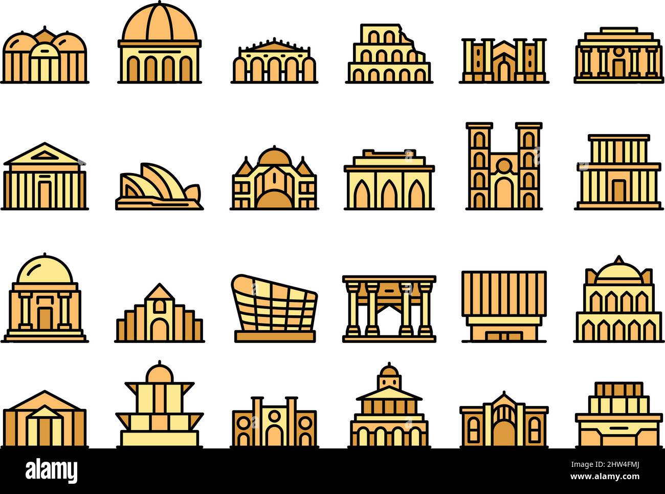 Opera house icons set outline vector. Architecture building. Historic ...