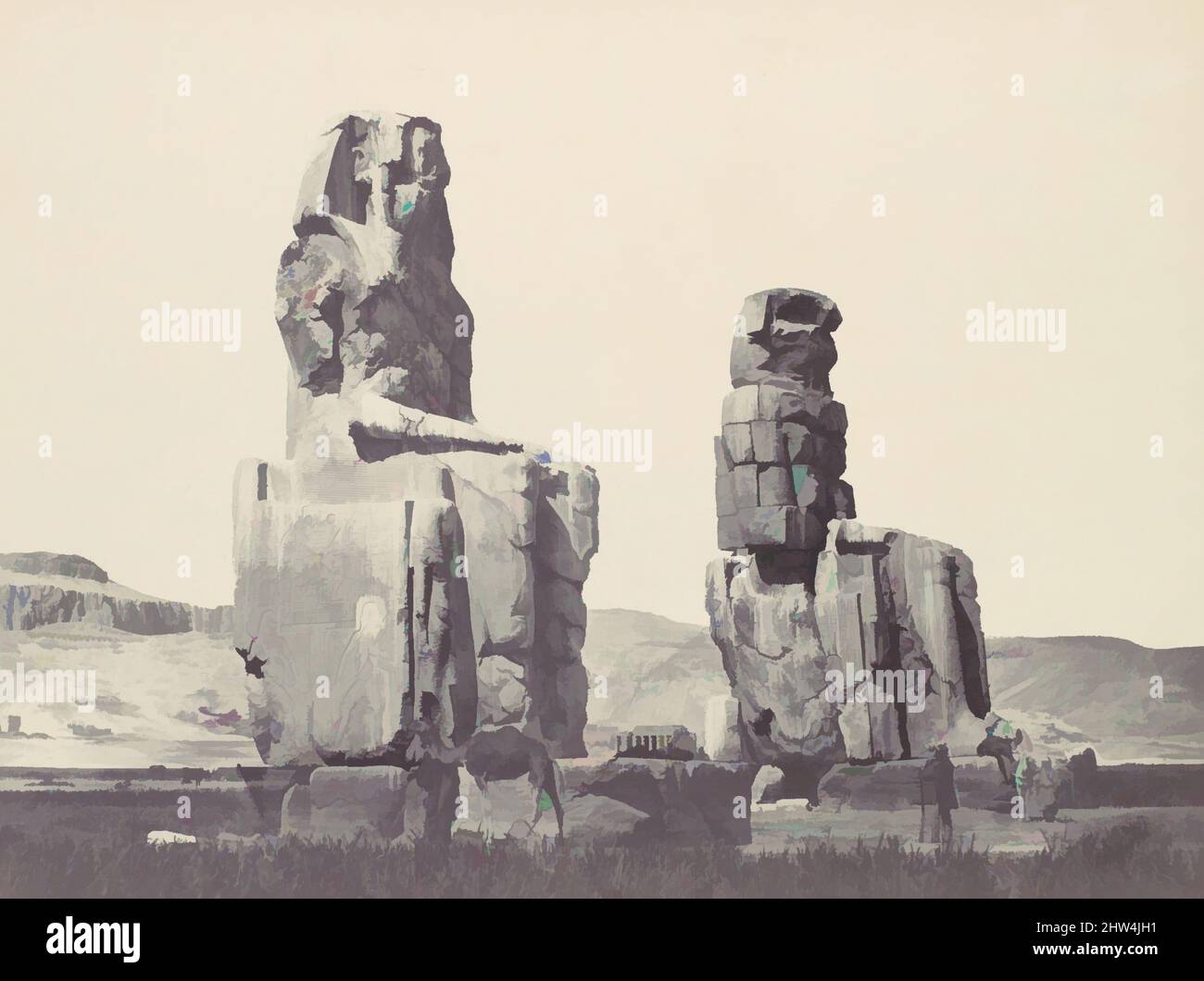 Art inspired by The Statues of Memnon. Plain of Thebes, 1857, Albumen ...