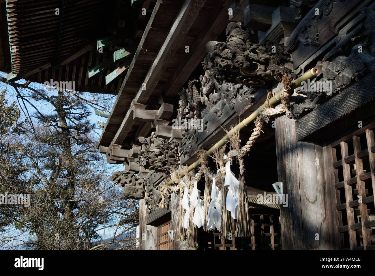 iida, nagano, japan, 2022/03/03 , The Suijin Gate, at the Hakusan ...