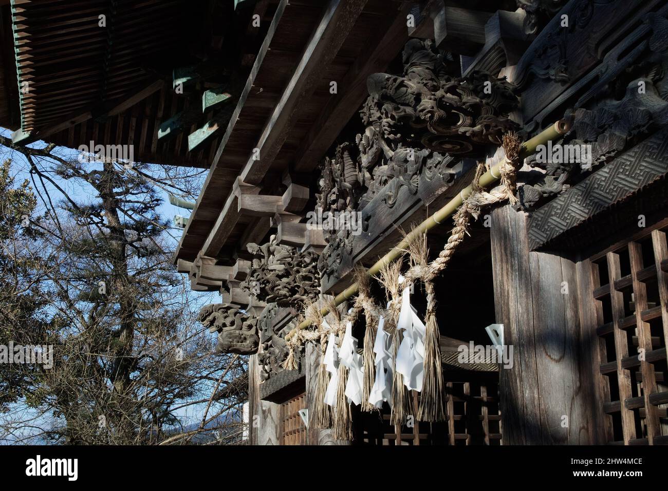 iida, nagano, japan, 2022/03/03 , The Suijin Gate, at the Hakusan ...