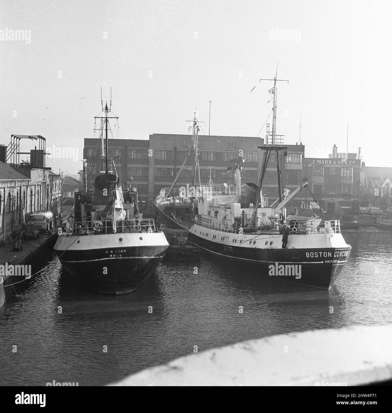 DB Finn (H332) (Left) seen here moored alongside The Boston Concord ...