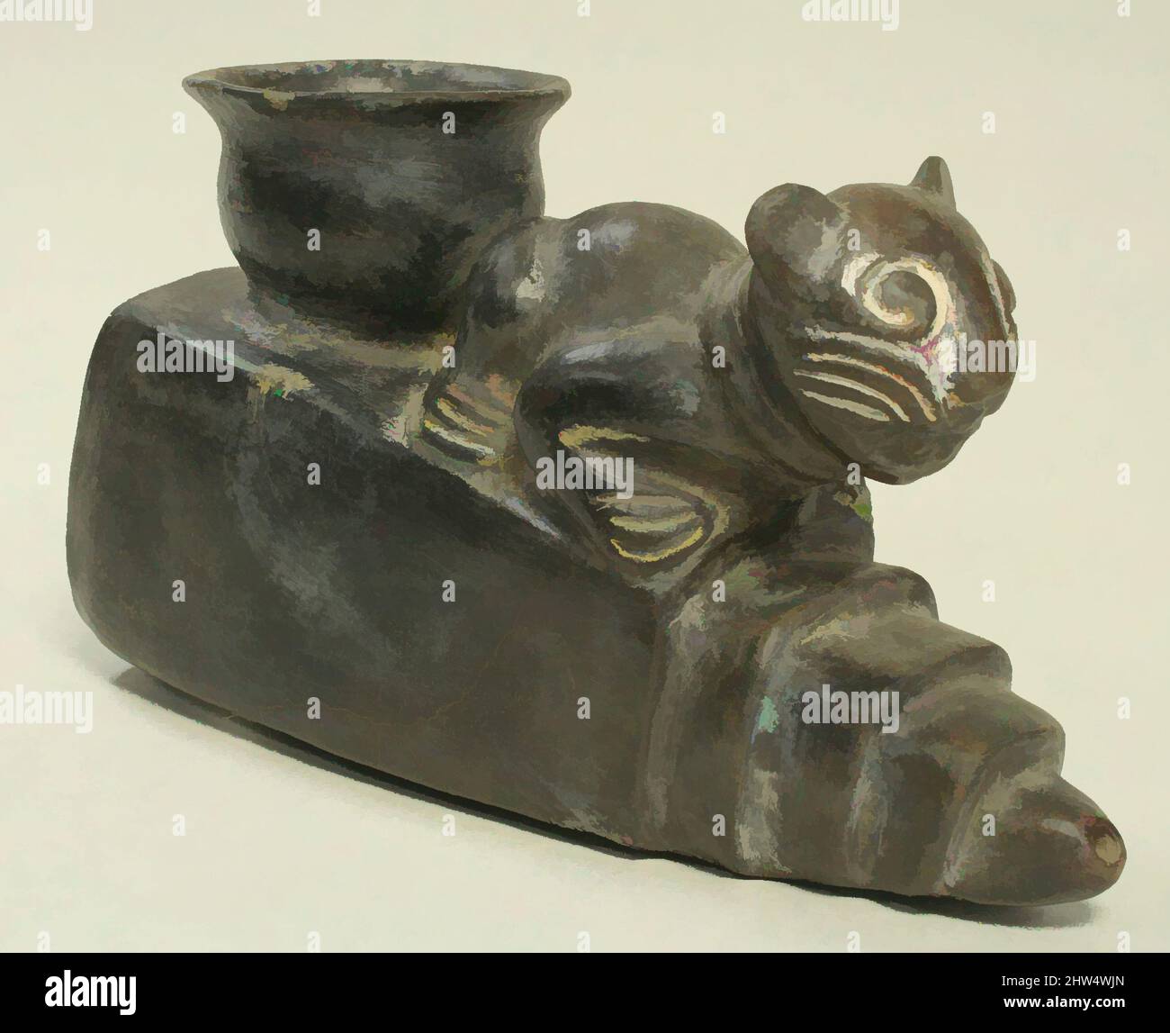 Art inspired by Blackware Paccha with Feline, 15th–early 16th century ...