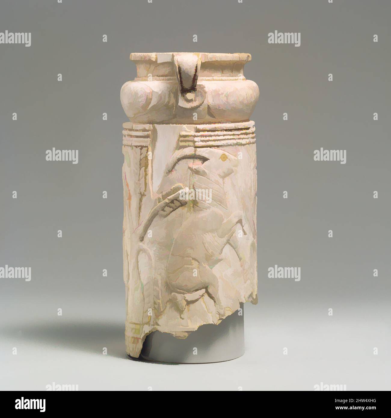 Art inspired by Levantine vessel with rampant goats and olive trees, ca ...