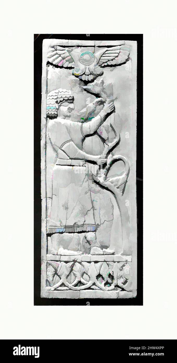 Art inspired by Panel with a youth grasping a tree; winged sun disc ...