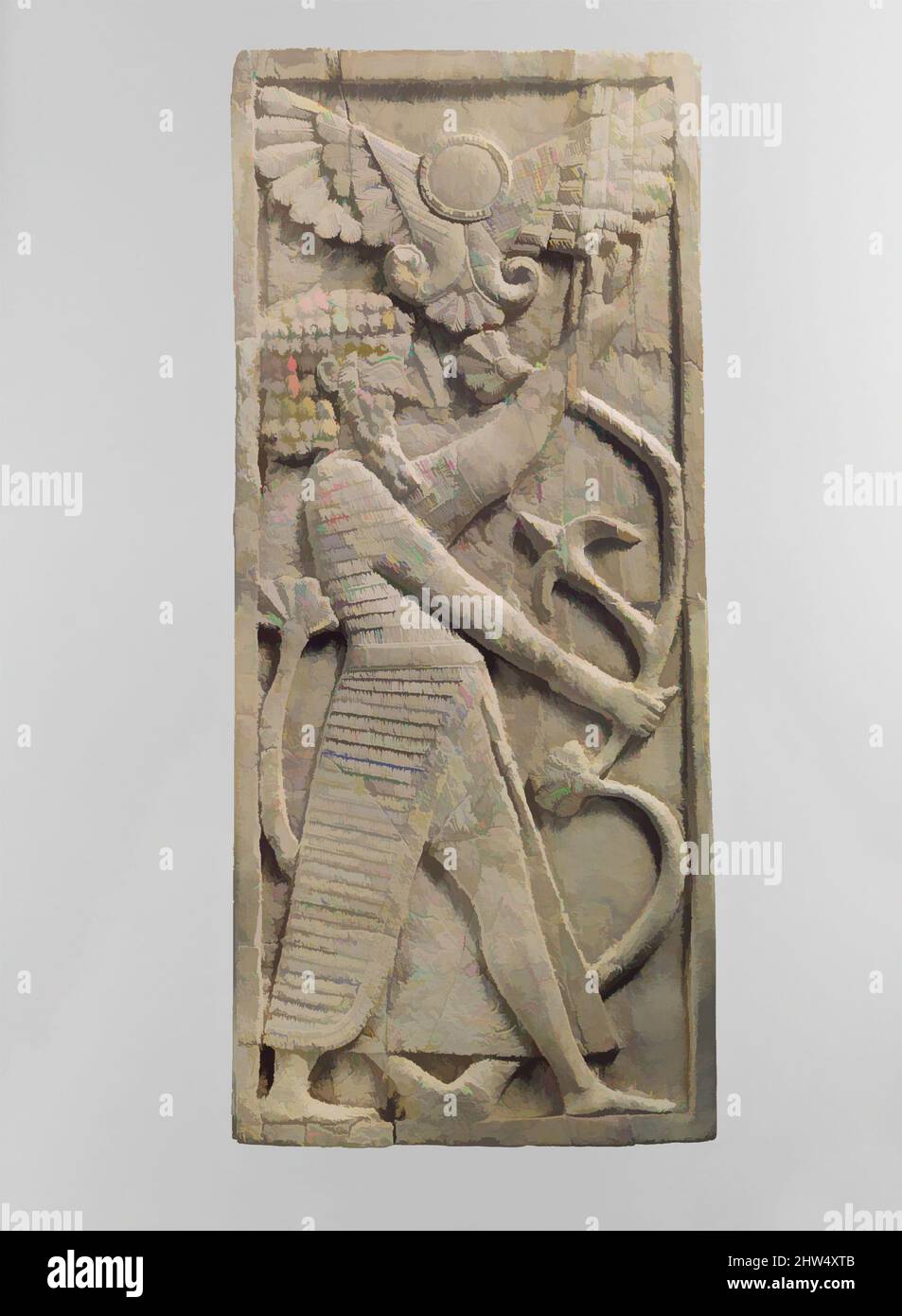 Art inspired by Furniture plaque carved in relief with a male figure ...