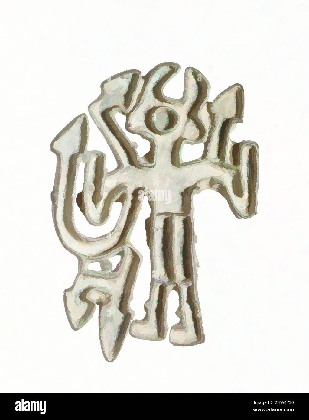 Art inspired by Openwork stamp seal: figure holding snakes, Bronze Age ...