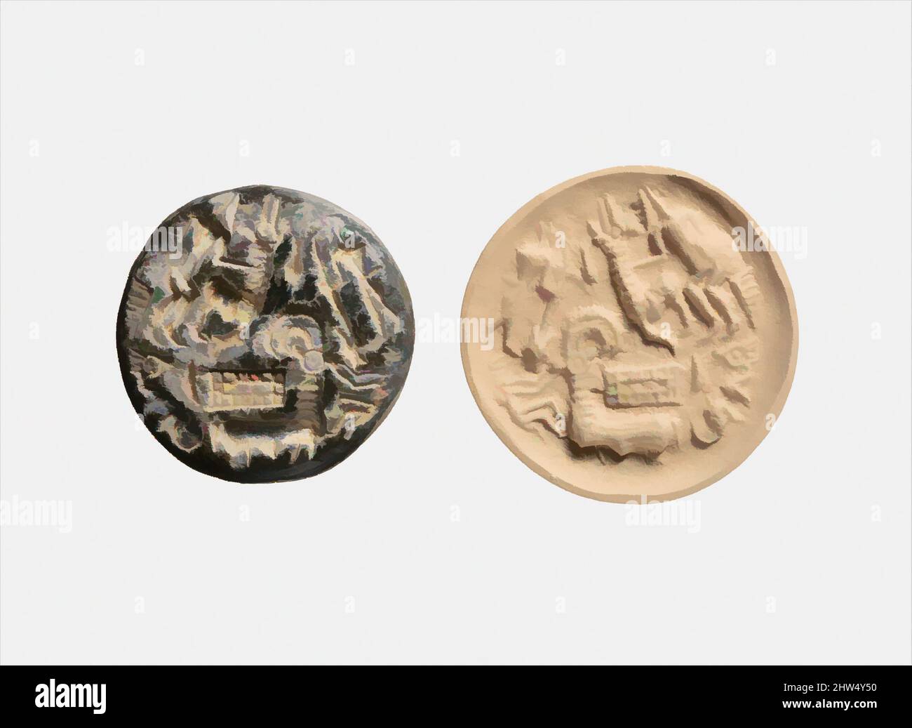 Art inspired by Stamp seal: hunters and goats, rectangular pen ...