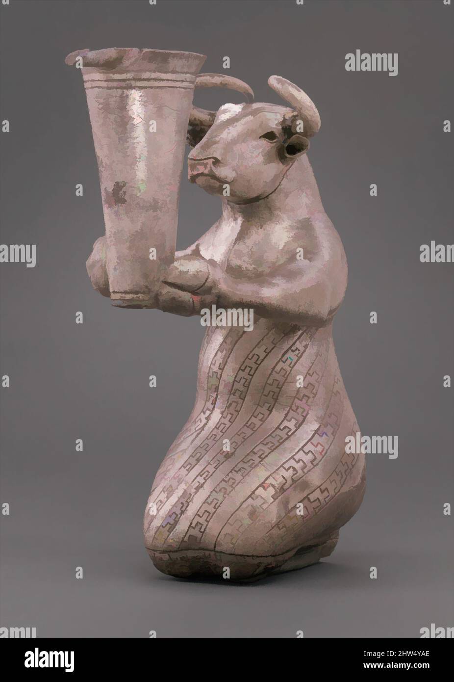 Art inspired by Kneeling bull holding a spouted vessel, Proto-Elamite ...