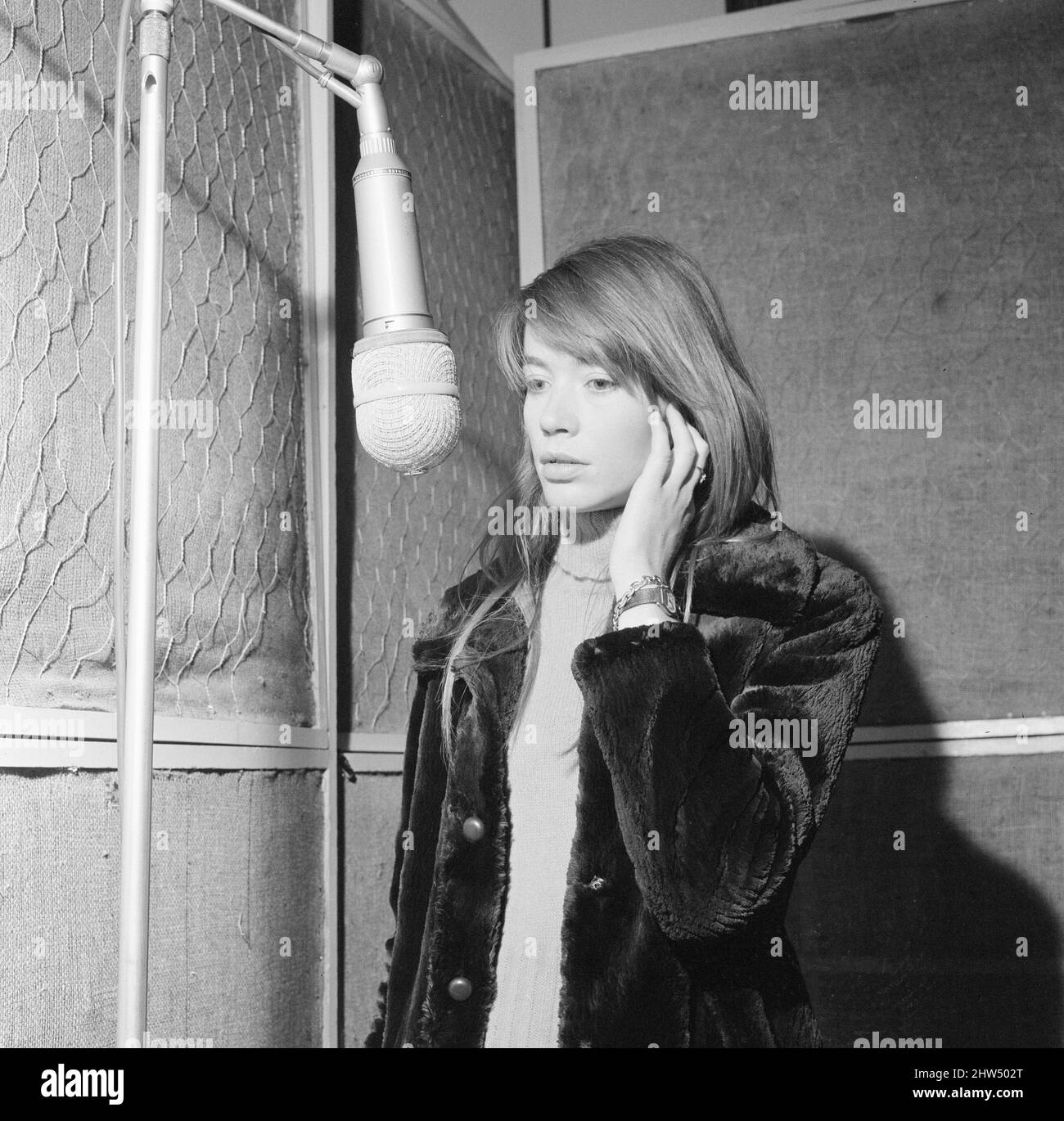 Francoise Hardy, french singer pictured during recording session in ...