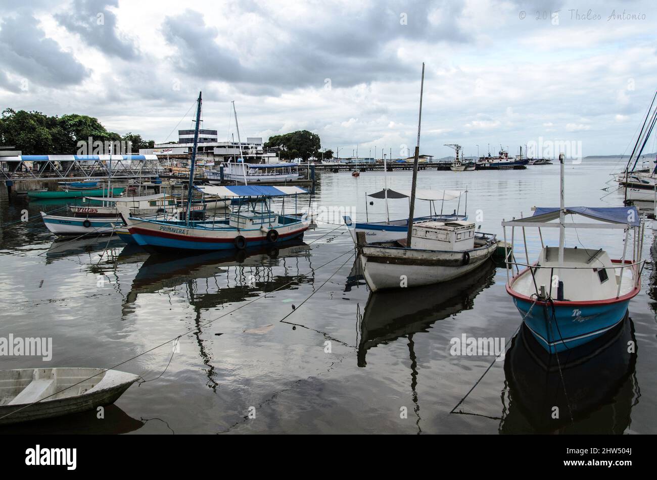 Fishing and tour boats docked at Ribeira marina in Salvador city, Bahia ...