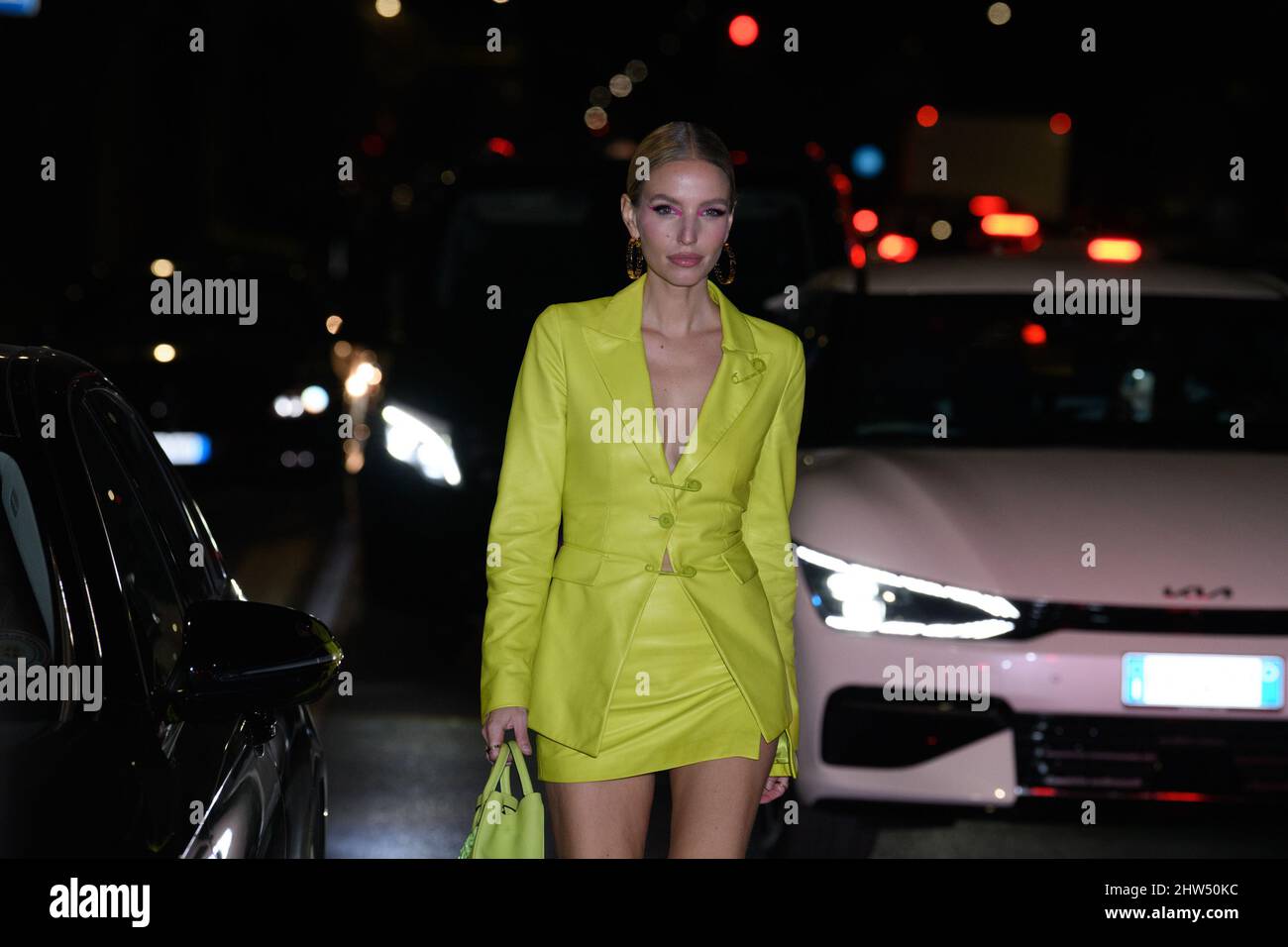 Leonie Hanne outside Versace fashion show during the Milan Fashion Week ...