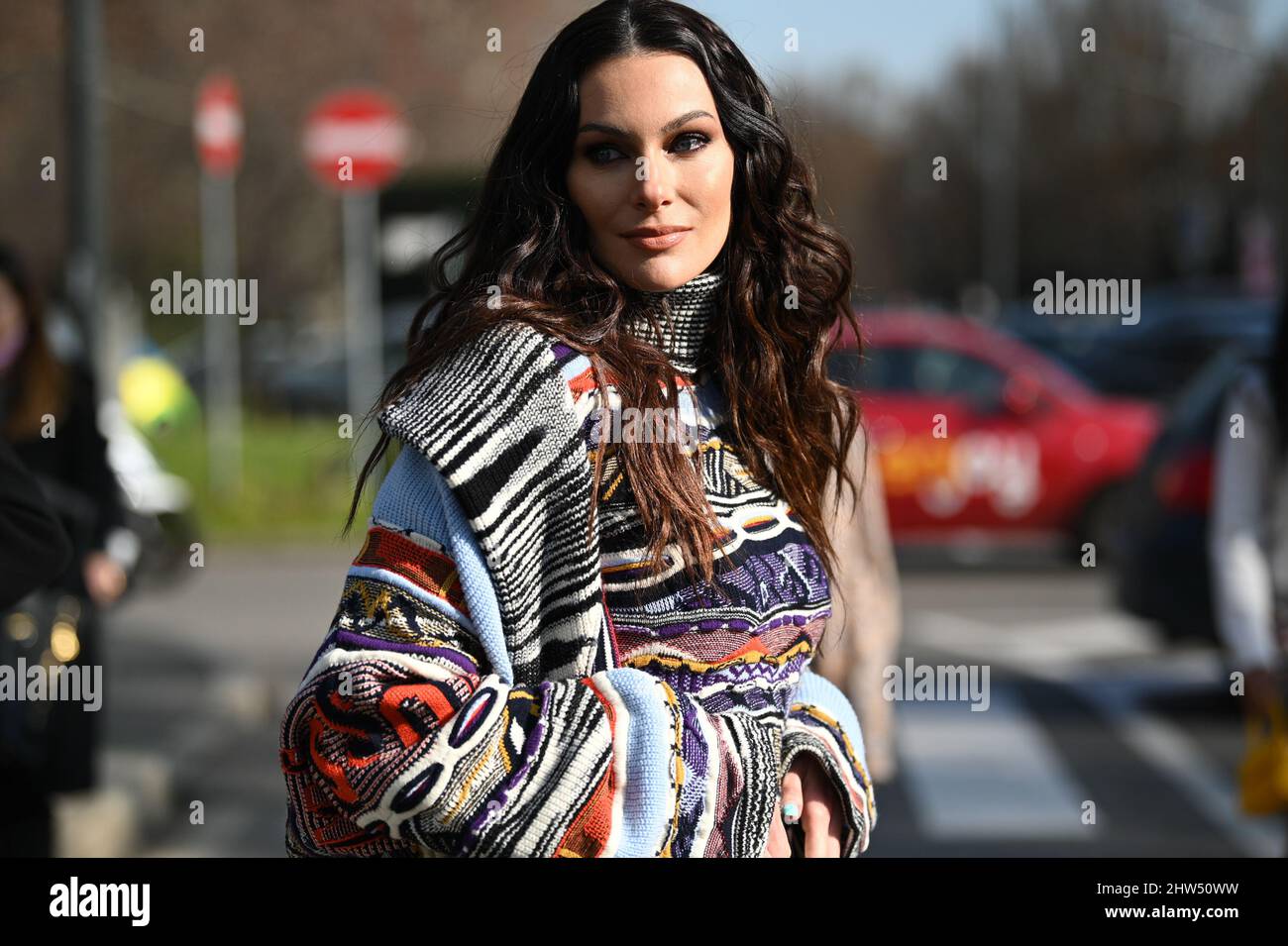 Paola Turani outside Missoni fashion show during the Milan Fashion Week ...