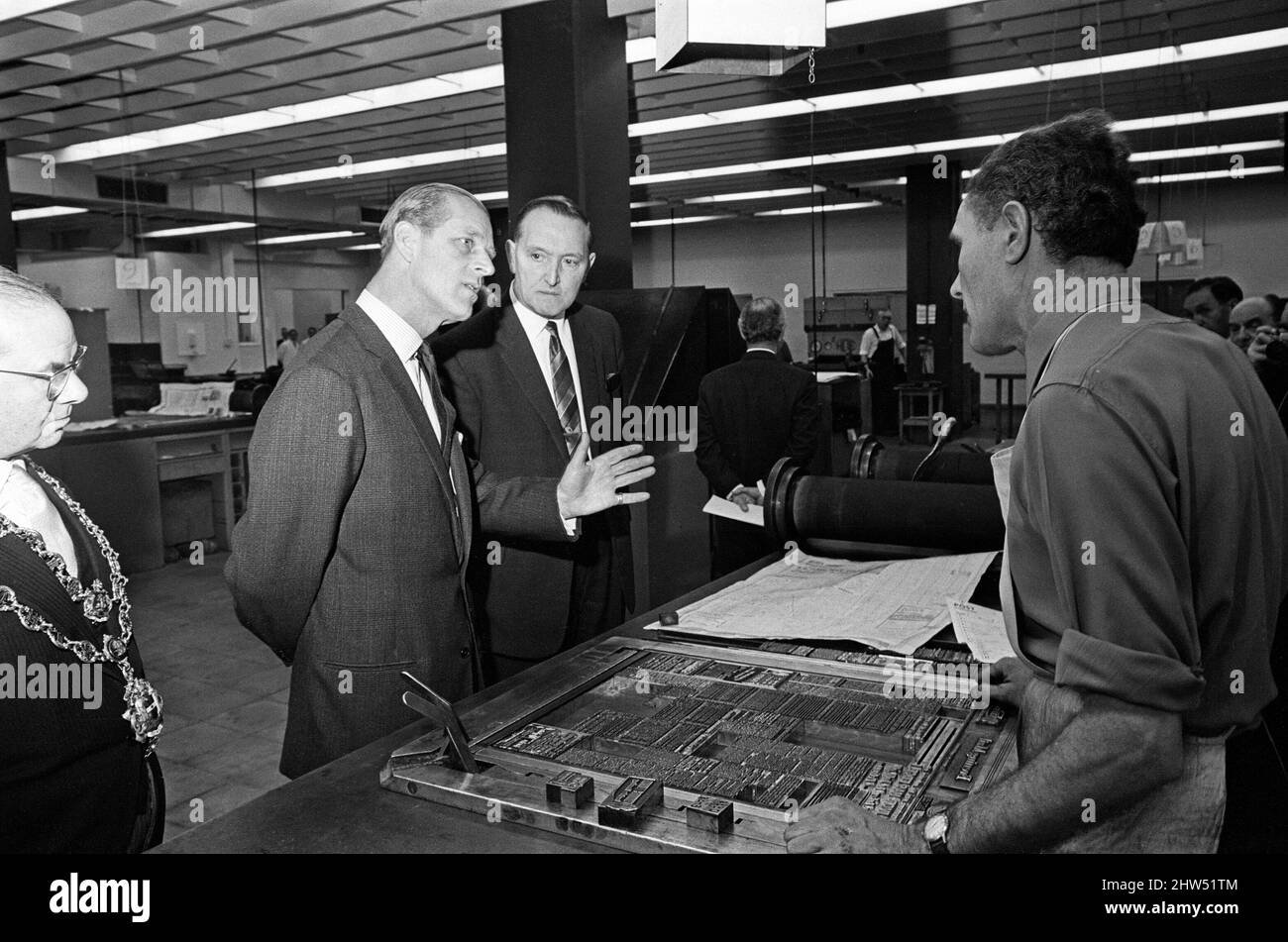 Prince Philip, Duke of Edinburgh, visiting the Birmingham Post and Mail ...