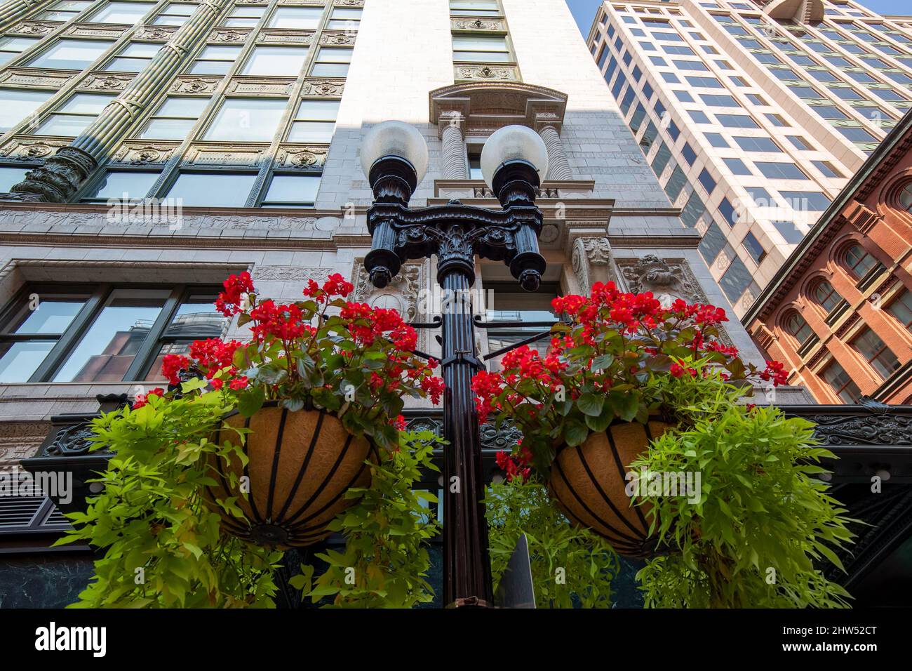 USA, Scenic Boston downtown financial district city skyline and ...