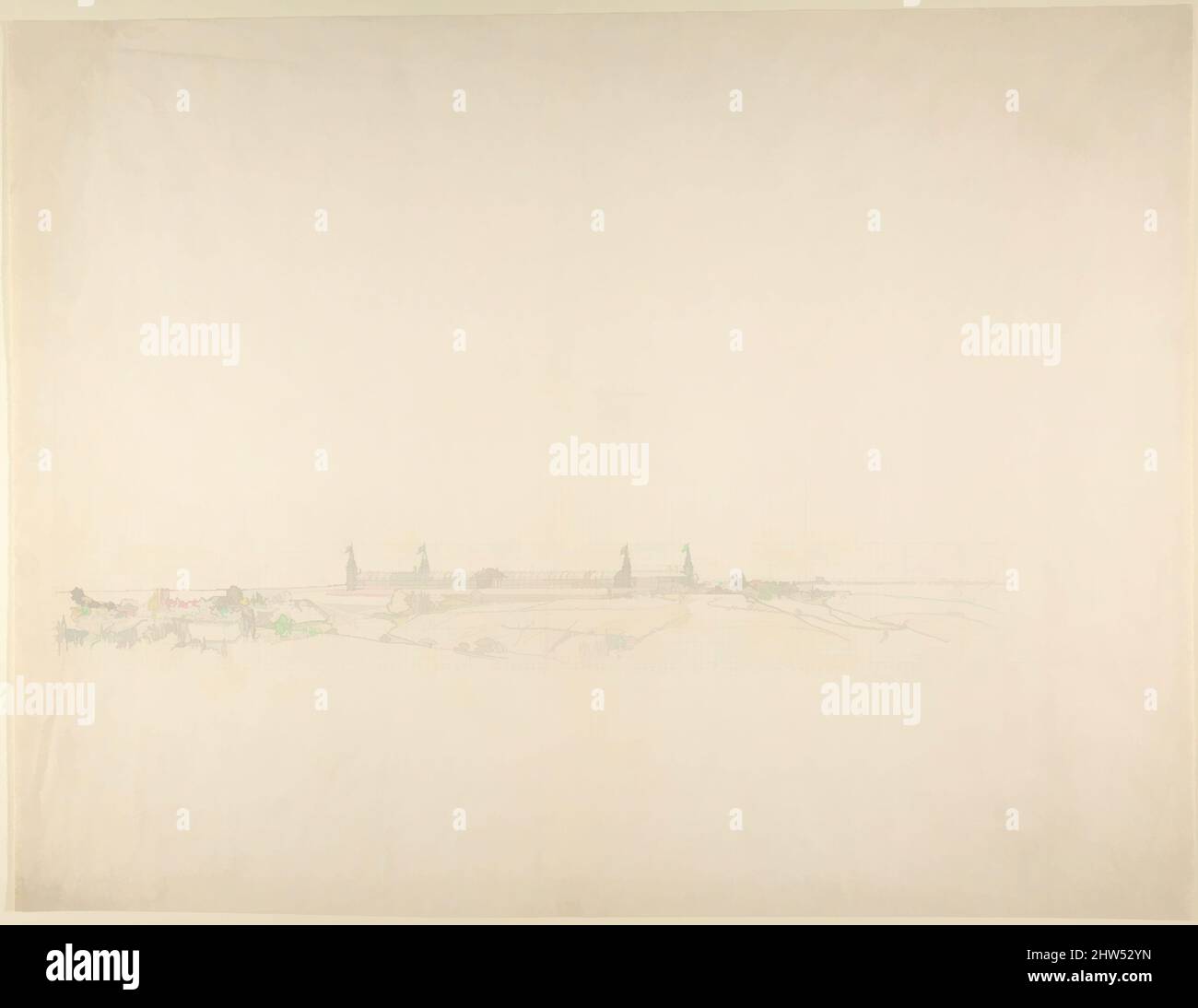 Art inspired by Landscape with a Large Building, 1818–83, Graphite ...