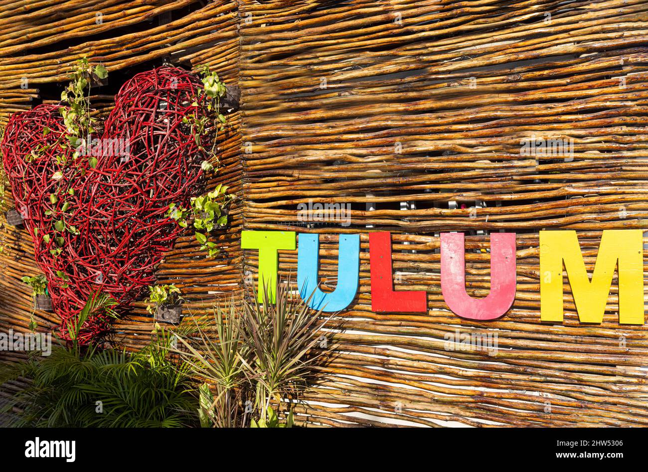 Mexico vacation, colorful city streets in Tulum tourism center Stock ...