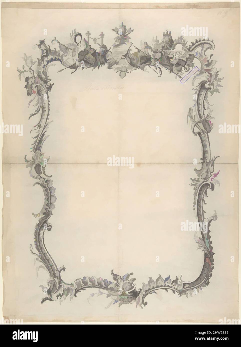 Art inspired by Design for a Frame, 1750–88, Brush and black ink and ...