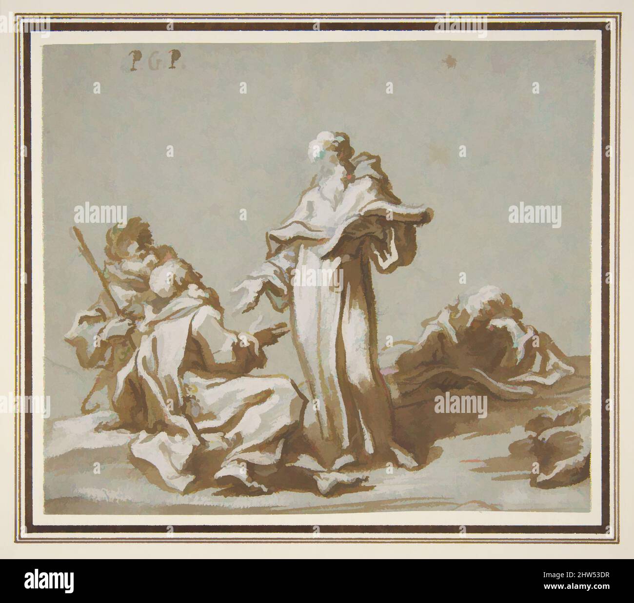 Art inspired by Scene with Four Figures of Monks Discoursing, 1666–1724 ...