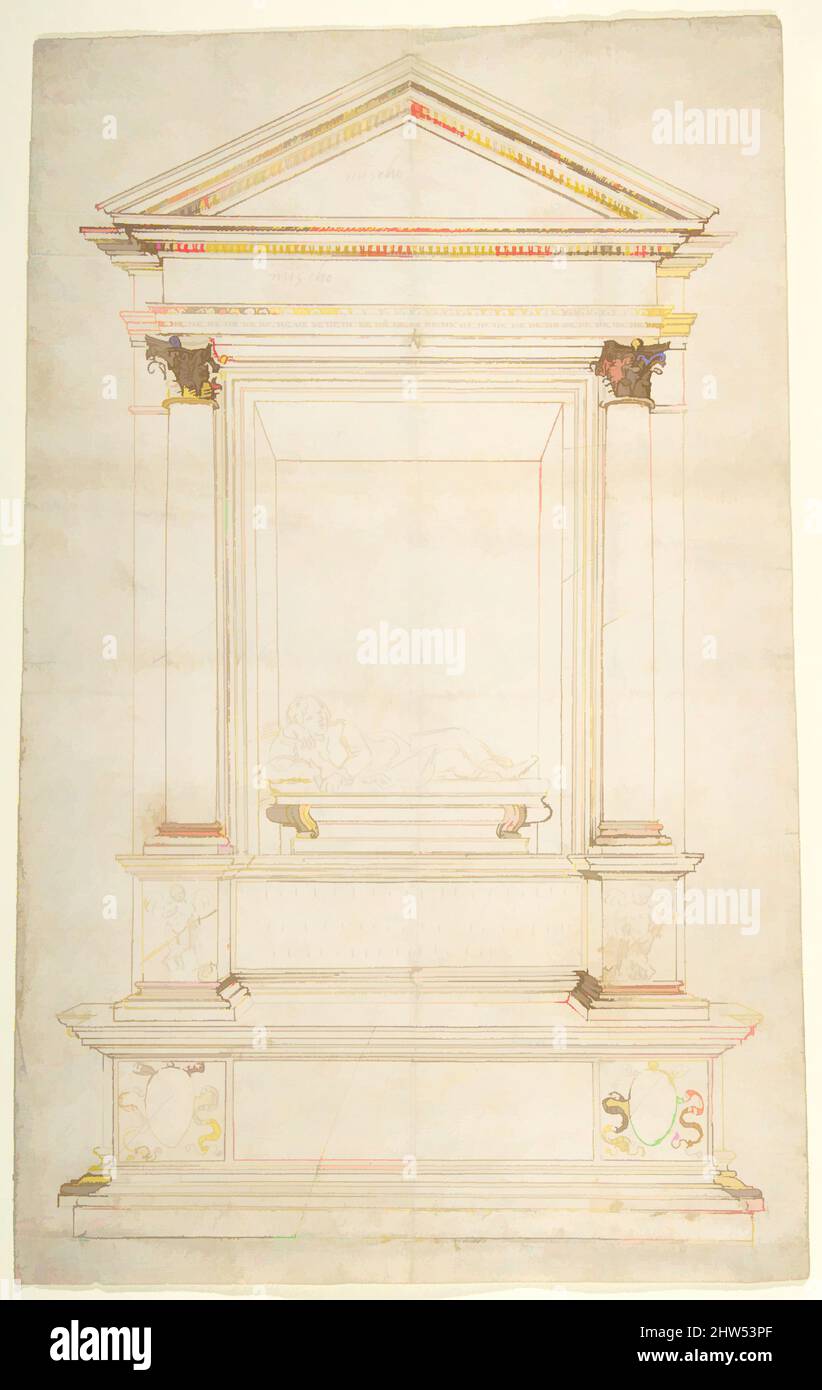 Art inspired by Design for a Wall Tomb., ca. 1524, Pen and brown ink ...