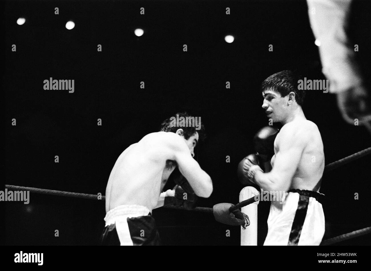Boxing match between Jimmy Tibbs (white shorts) v Franco Macchia, held ...