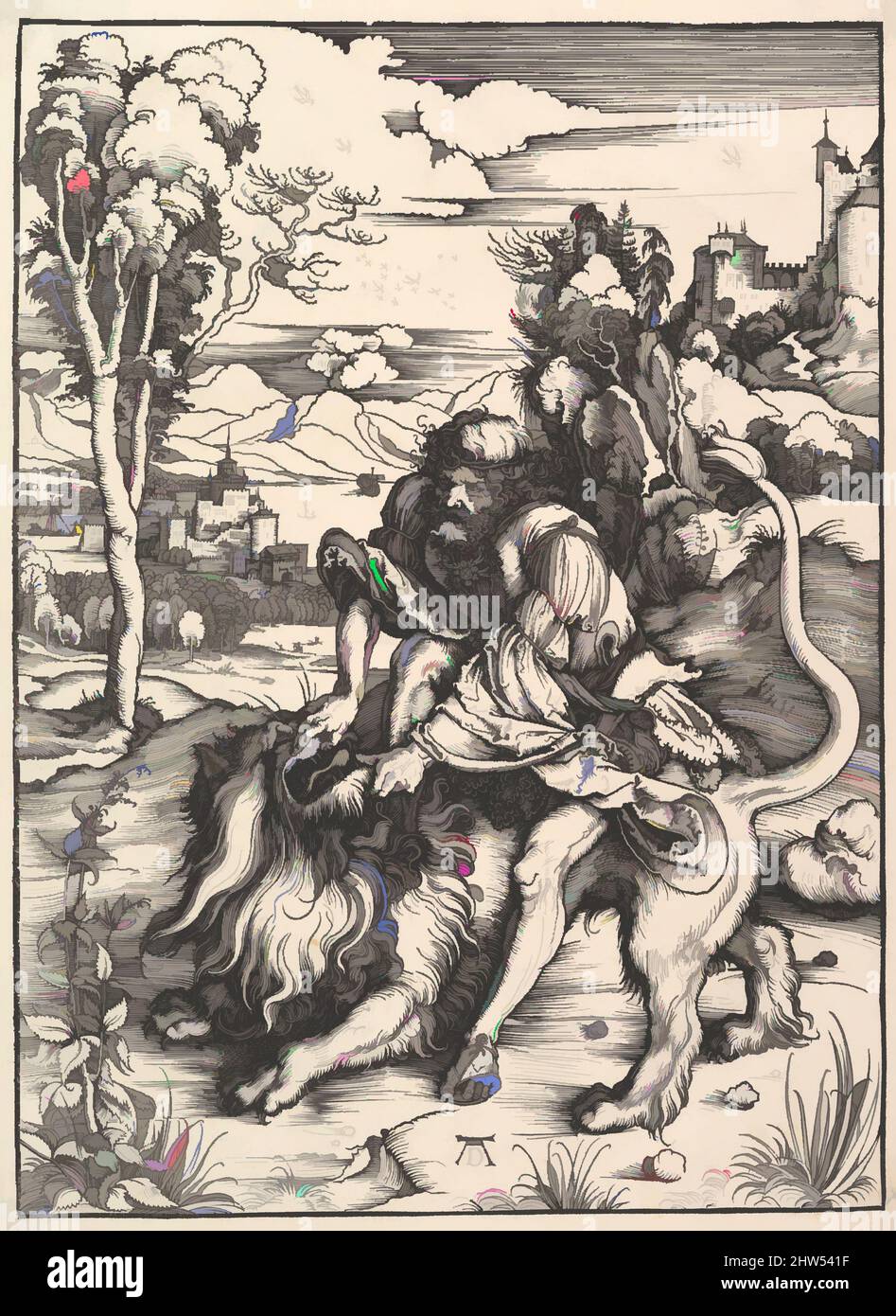 Art inspired by Samson Rending the Lion, ca. 1497–98, Woodcut, Sheet ...