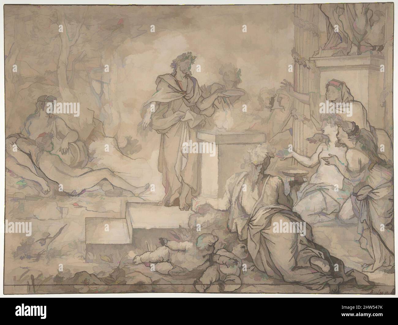 Art inspired by Sacrifice Offered before a Statue of Jupiter, 17th ...