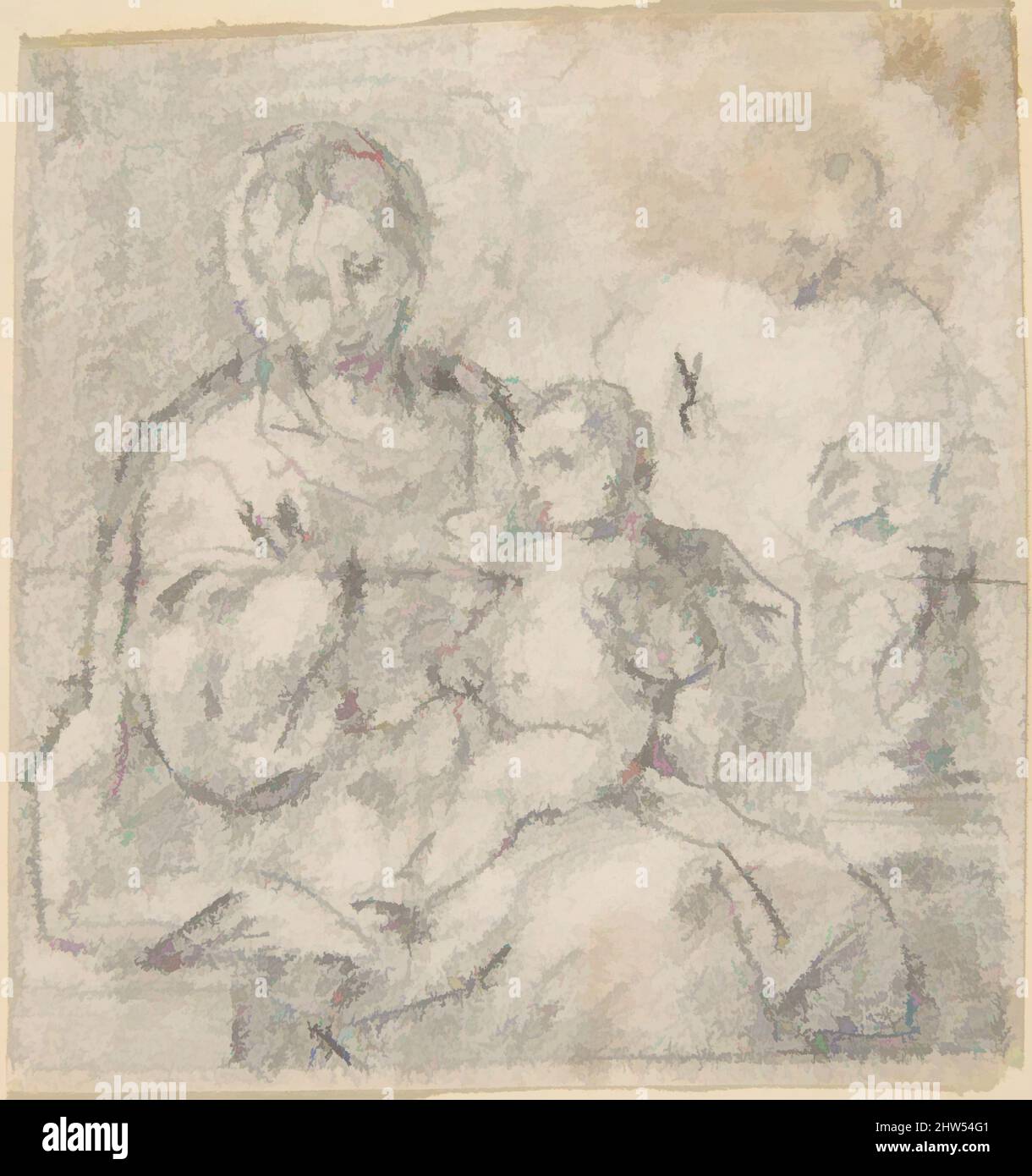Art inspired by Holy Family, 17th century, Black chalk. Composition ...