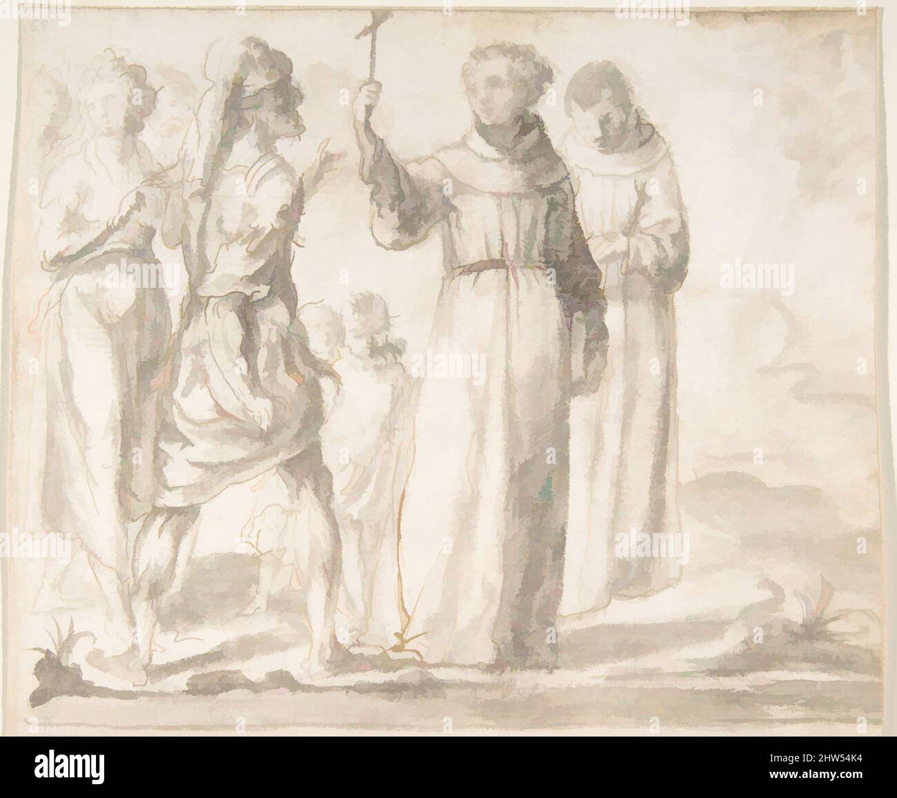 Art inspired by Figure of Monk Preaching to a Group of Figures, 17th ...