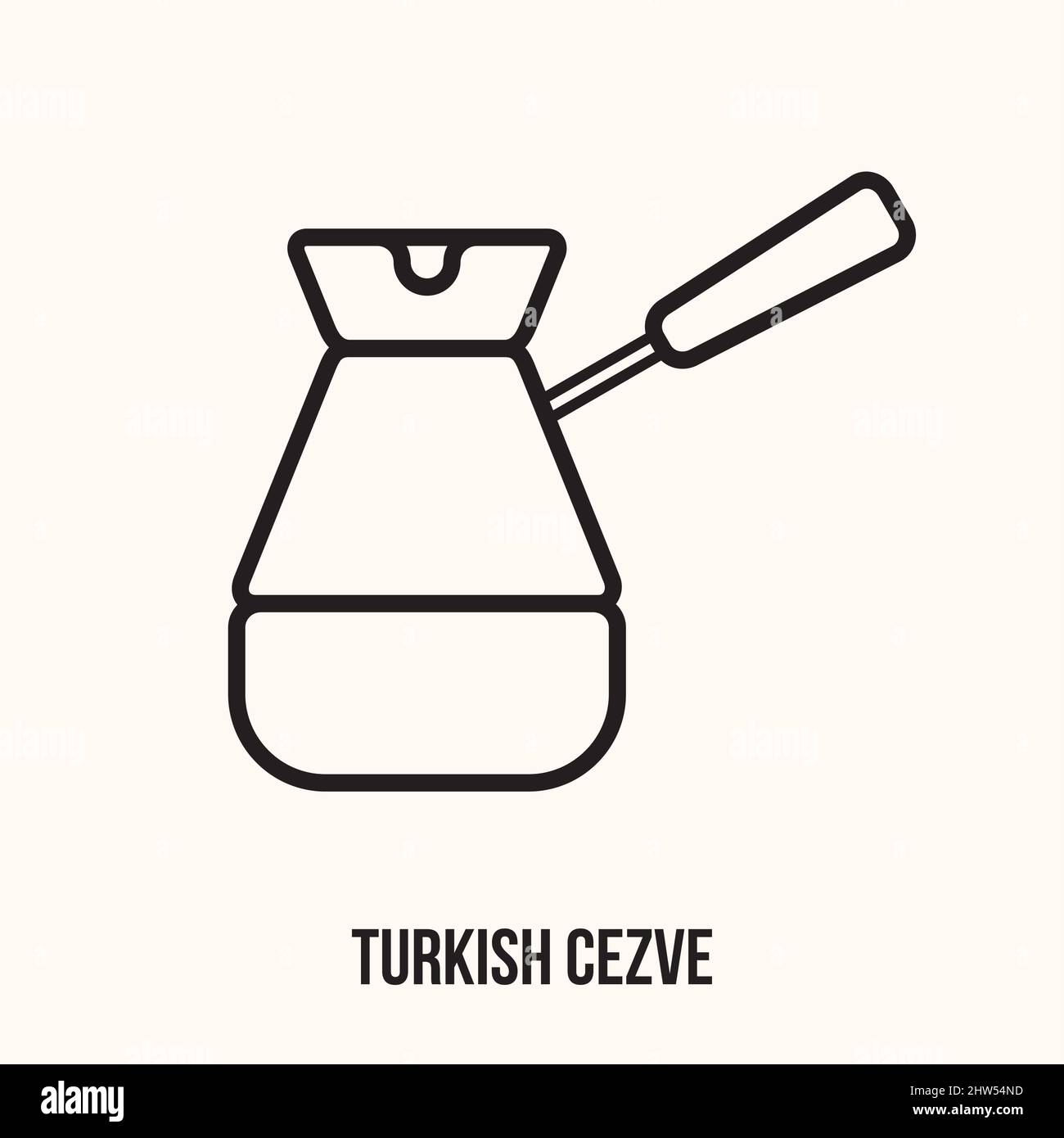 Turkish Cezve. Coffee cezve line icon. Turkish coffee brewing icon ...