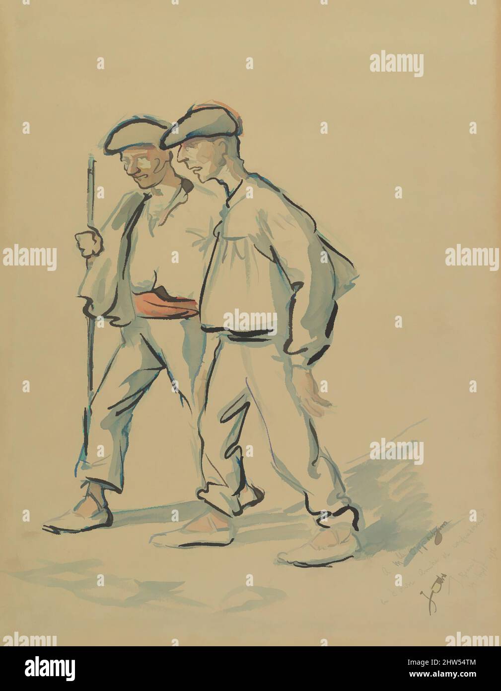 Art inspired by Two Old Men Dressed in Basque Costumes Walking, 1956 ...
