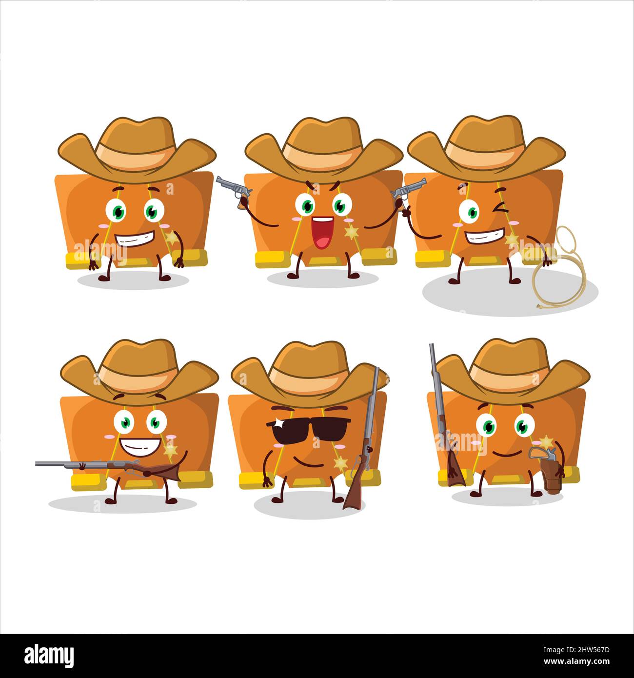 Cool cowboy orange binder clip cartoon character with a cute hat ...