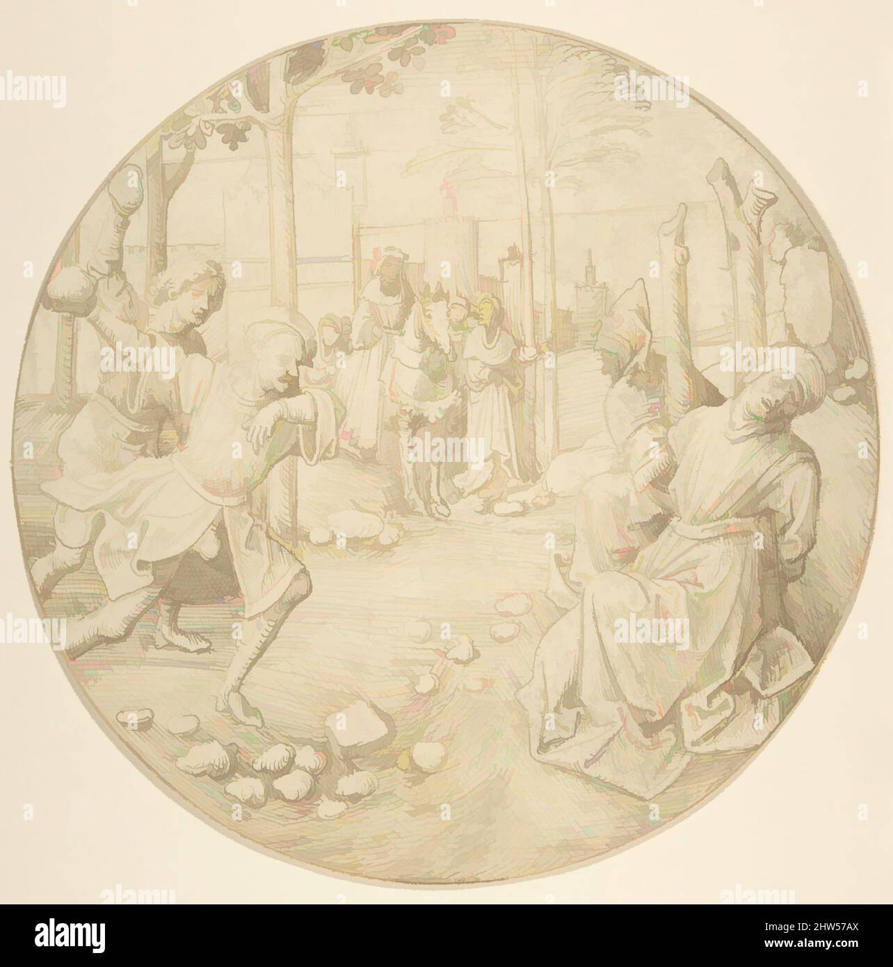 Art inspired by The Stoning of the Elders, 16th century, Pen and brown ...