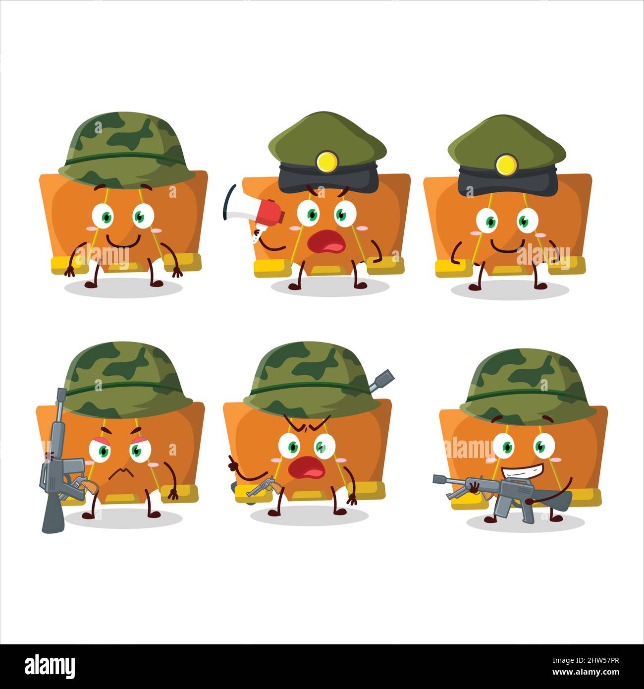A charming soldier orange binder clip cartoon picture bring a gun ...