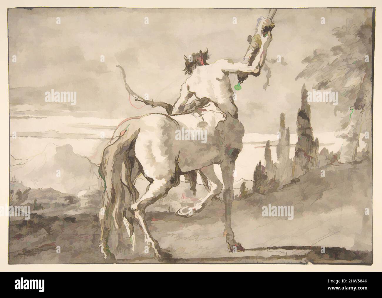 Art inspired by Centaur Holding Up a Quiver, 1727–1804, Pen and dark ...