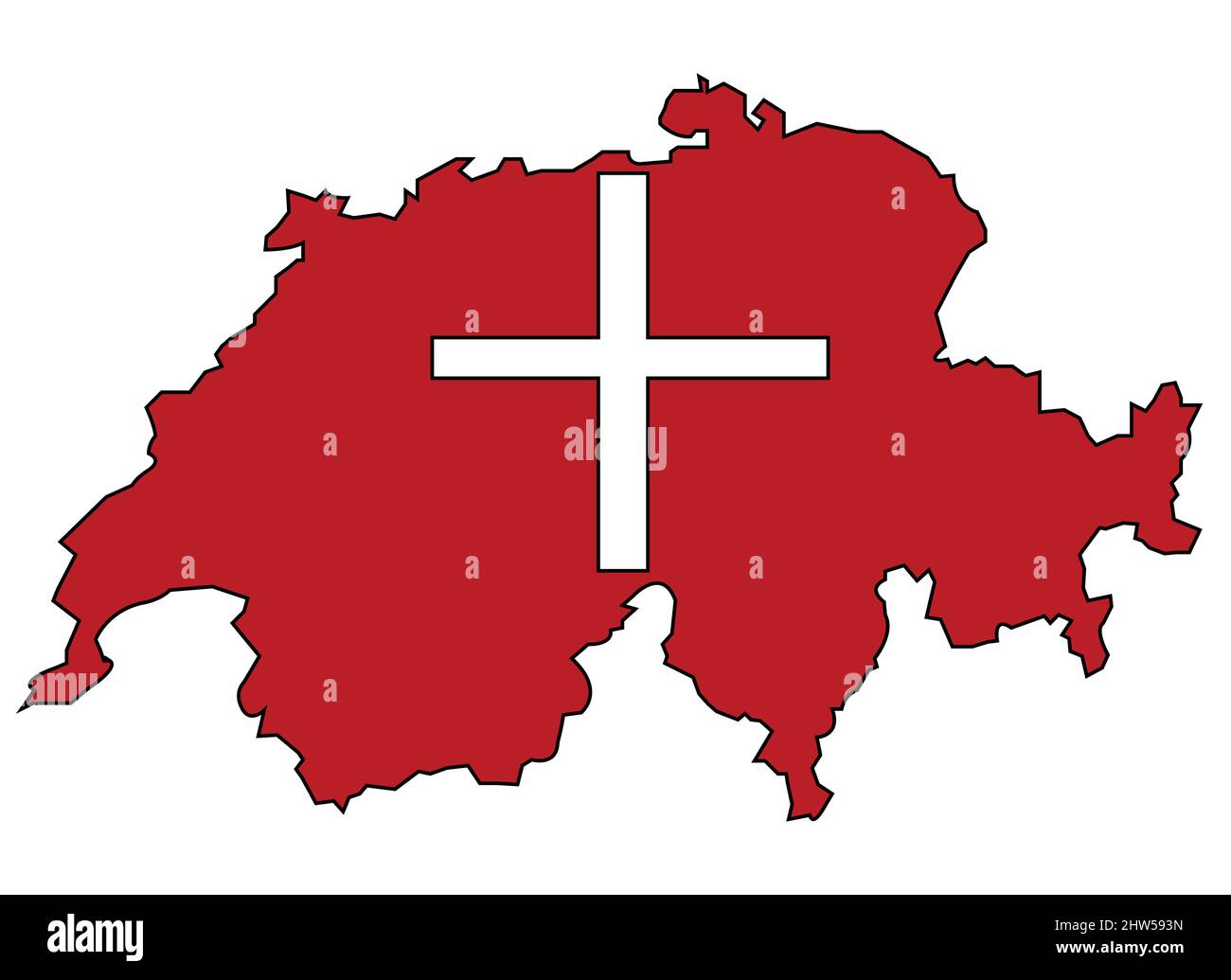 State Switzerland in colour of the national flag on white background is ...