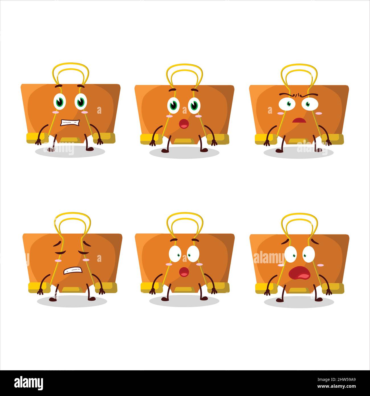 Character cartoon of orange binder clip with scared expression. Vector ...