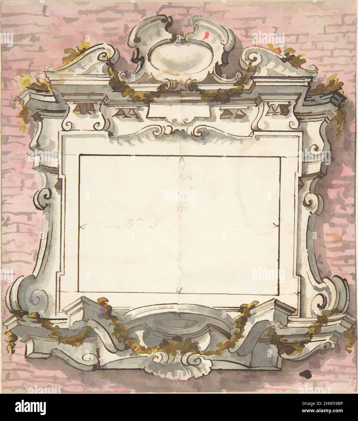Art inspired by Design for a Window Frame, 18th century, Pen and brown ...