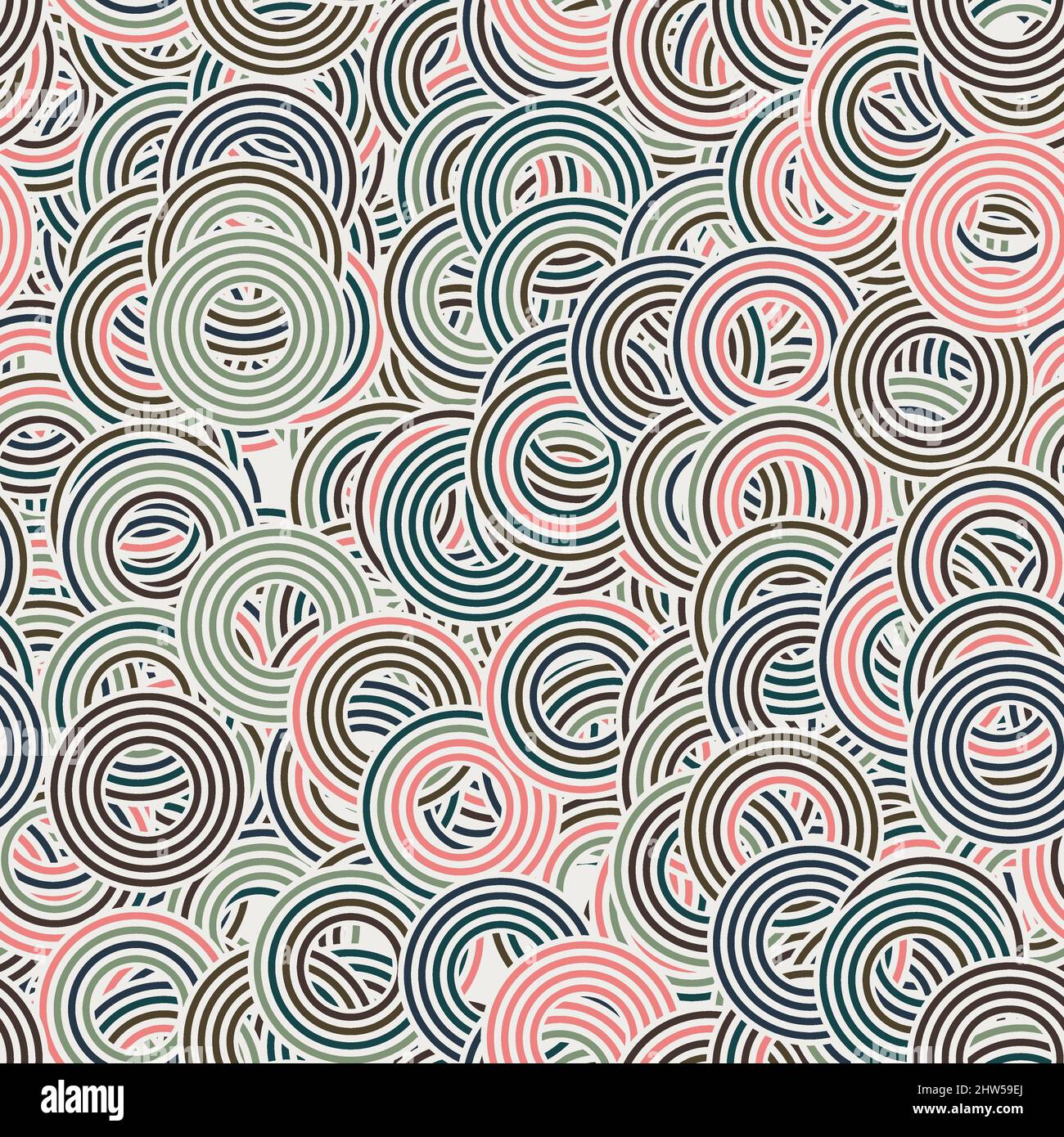 Seamless concentric circle in retro colors dizzy surface pattern design ...