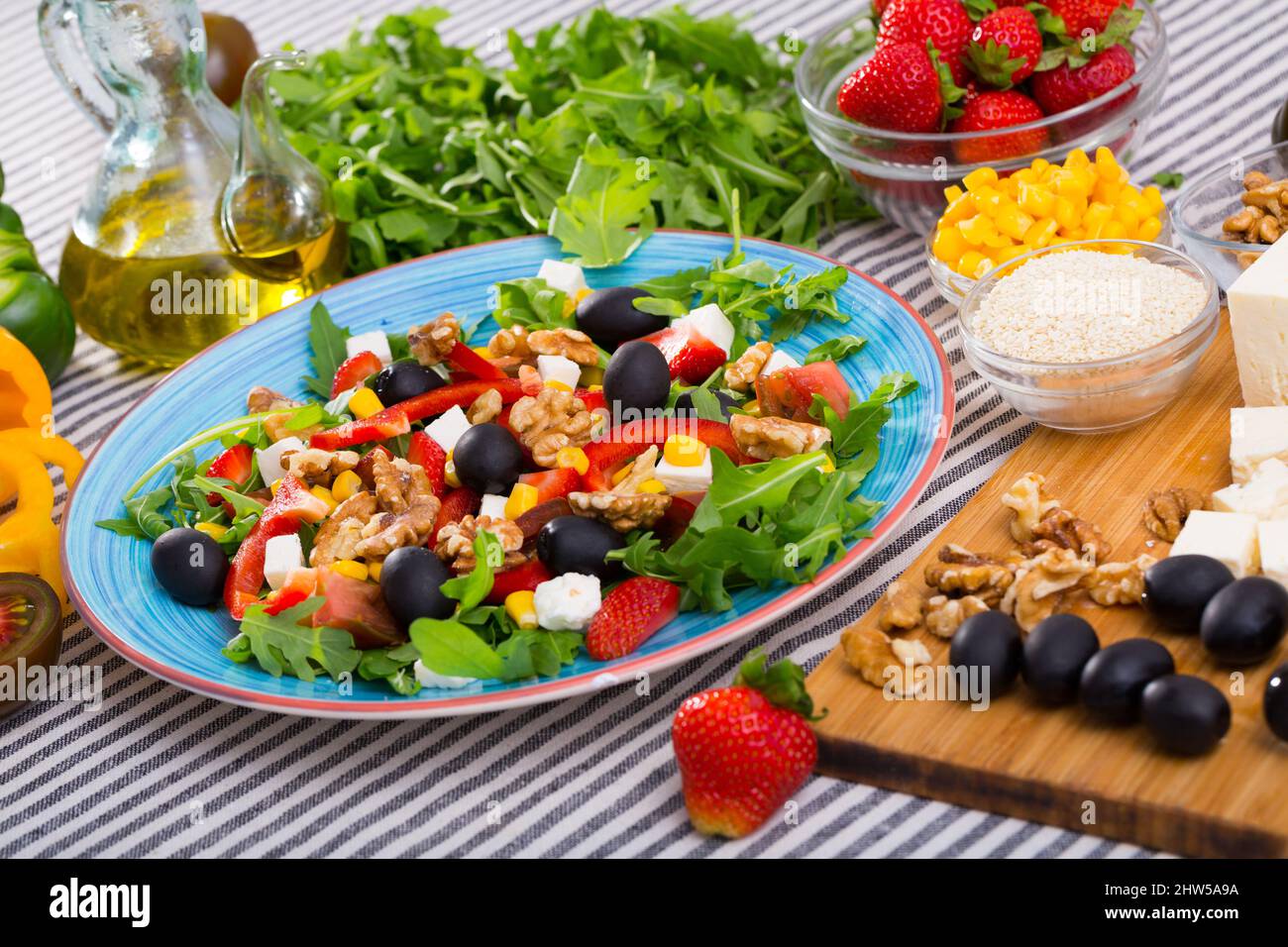 Image of ready-made salad and its ingredients Stock Photo - Alamy